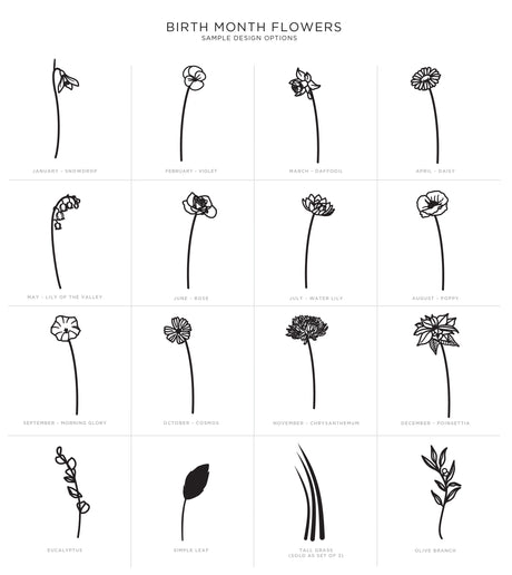 Birth Month Wood Floating Floral - Single Stem – Grainwell